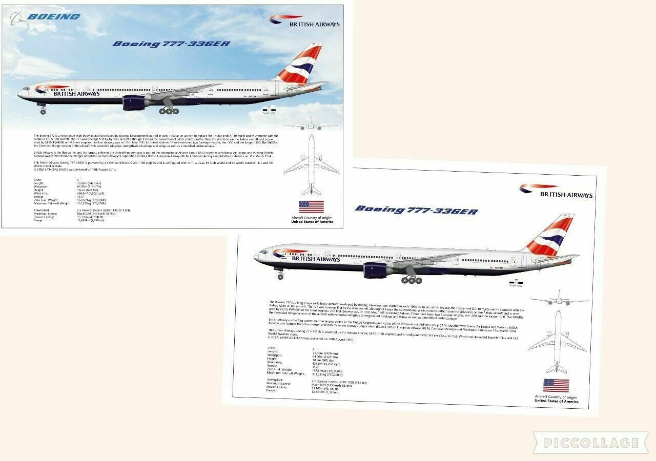 British Airways Airline Aircraft Fleet Illustration Print Boeing ...