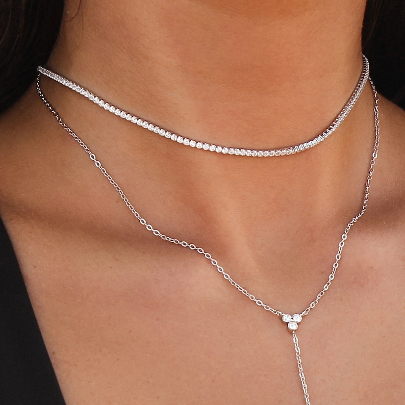 Tennis Necklace Diamond Choker Chain Gold Tennis Necklace | Etsy Tennis Necklace Diamond Choker Chain Gold Tennis Necklace | Etsy