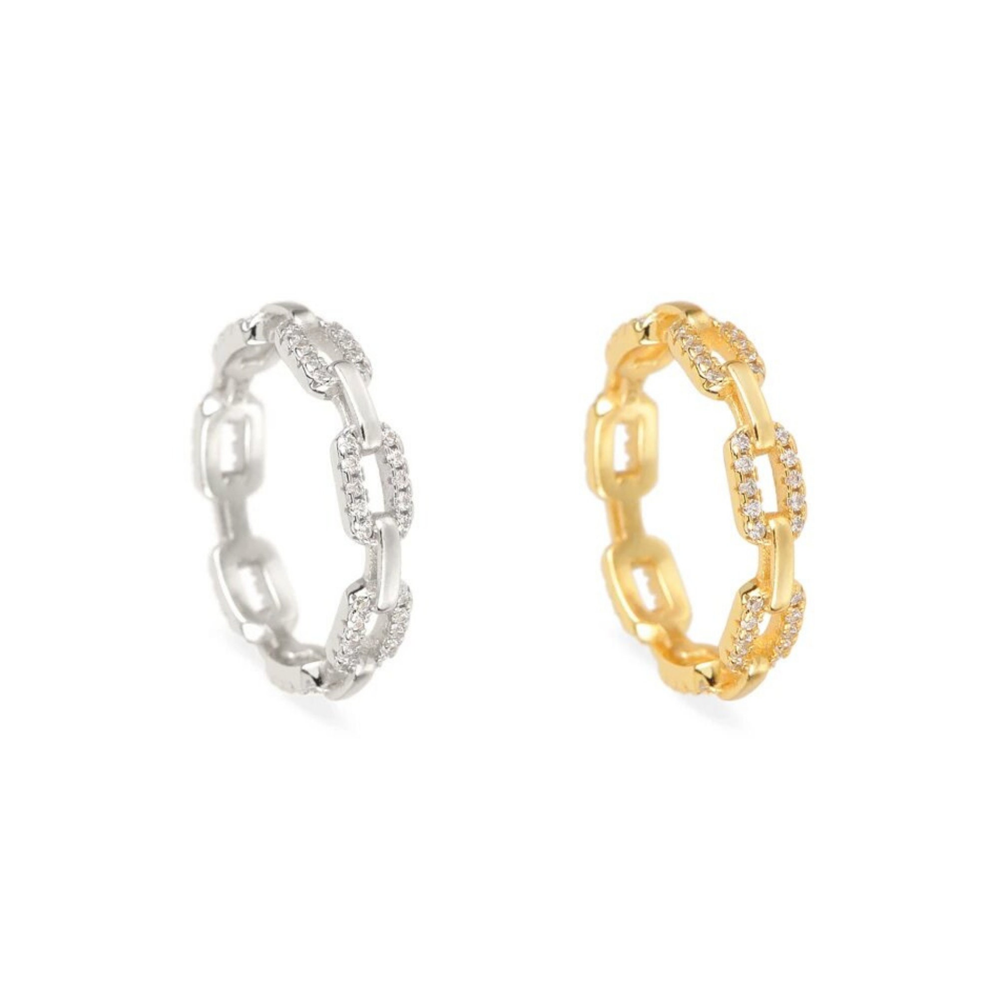 Chain Link Ring Thick Chain Ring Dainty Cz Ring Minimalist - Etsy