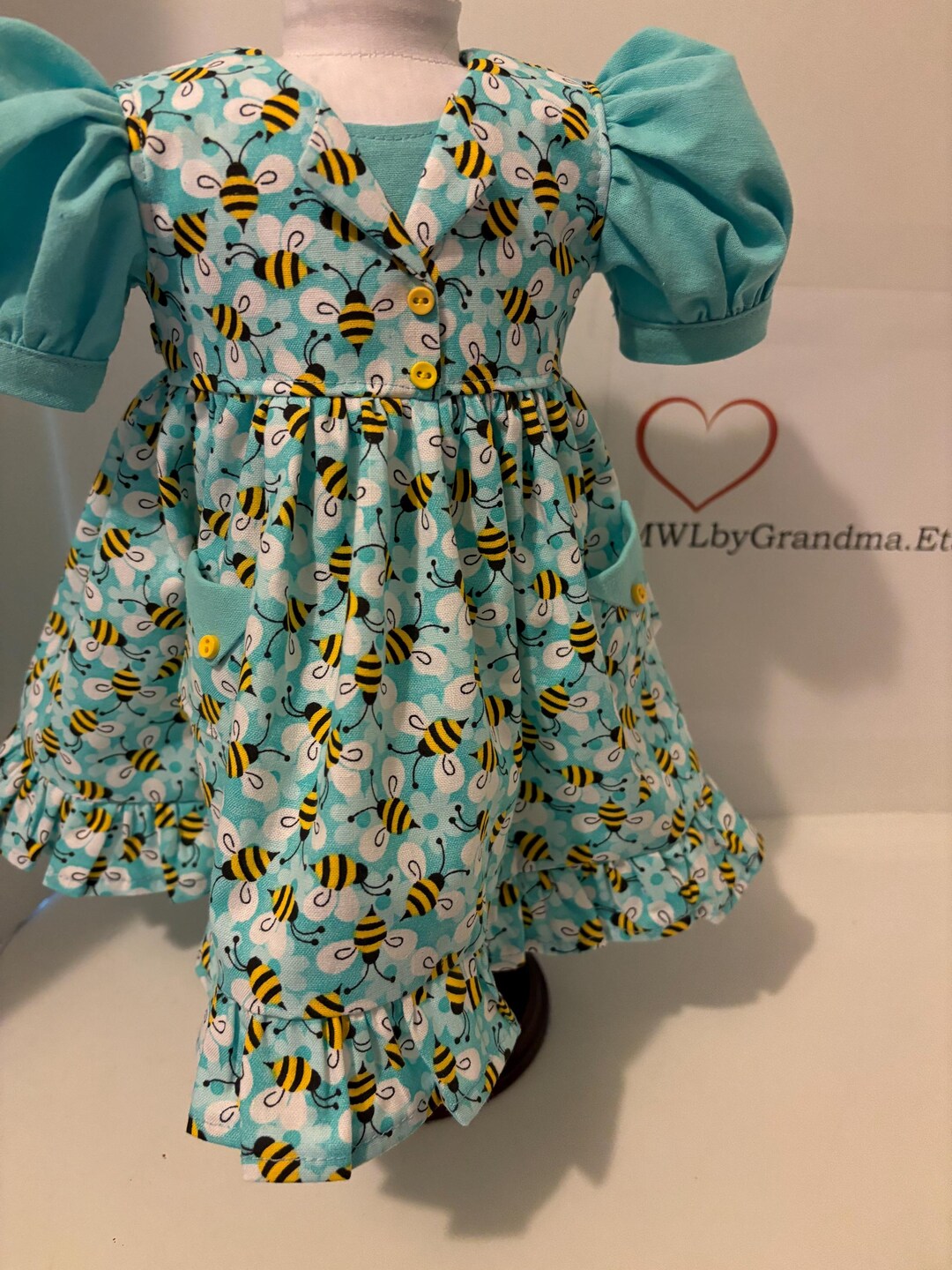 18 Inch Doll Dress Bumble Bees All Over Fits Most 18 Inch Dolls Like ...