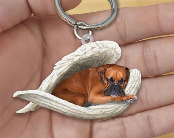 Sleeping Angel Dog Keychain - Etsy