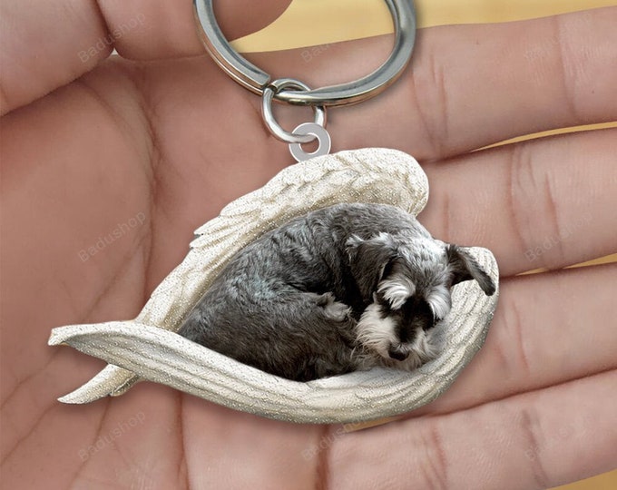2D Schnauzer Sleeping Angel Keychain - Etsy