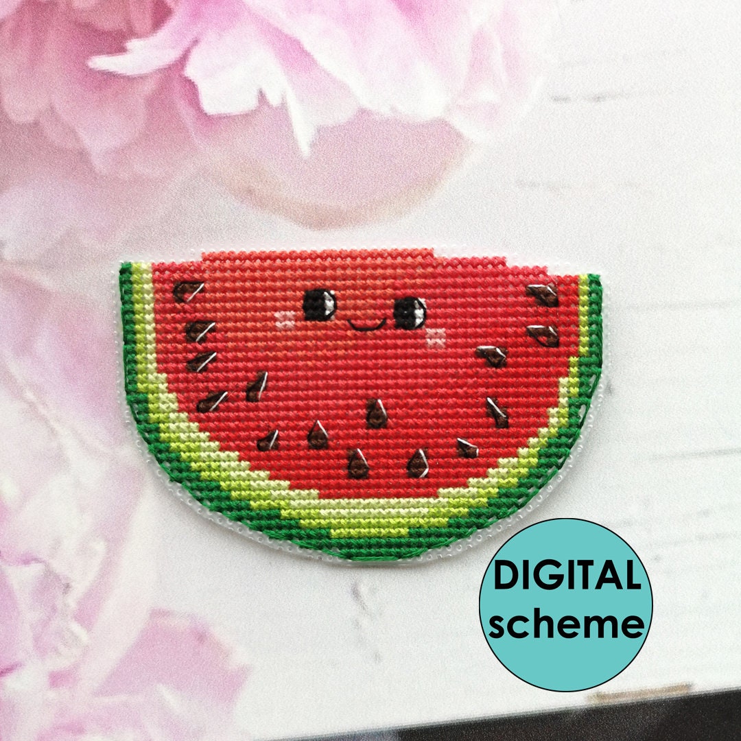 Watermelon Cross Stitch Pattern PDF | Fruit Embroidery | Cross Stitch ...