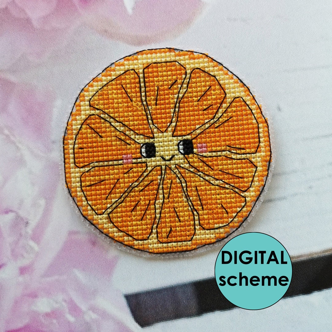 Orange Cross Stitch PDF Pattern | Fruit Embroidery | Cross Stitch ...