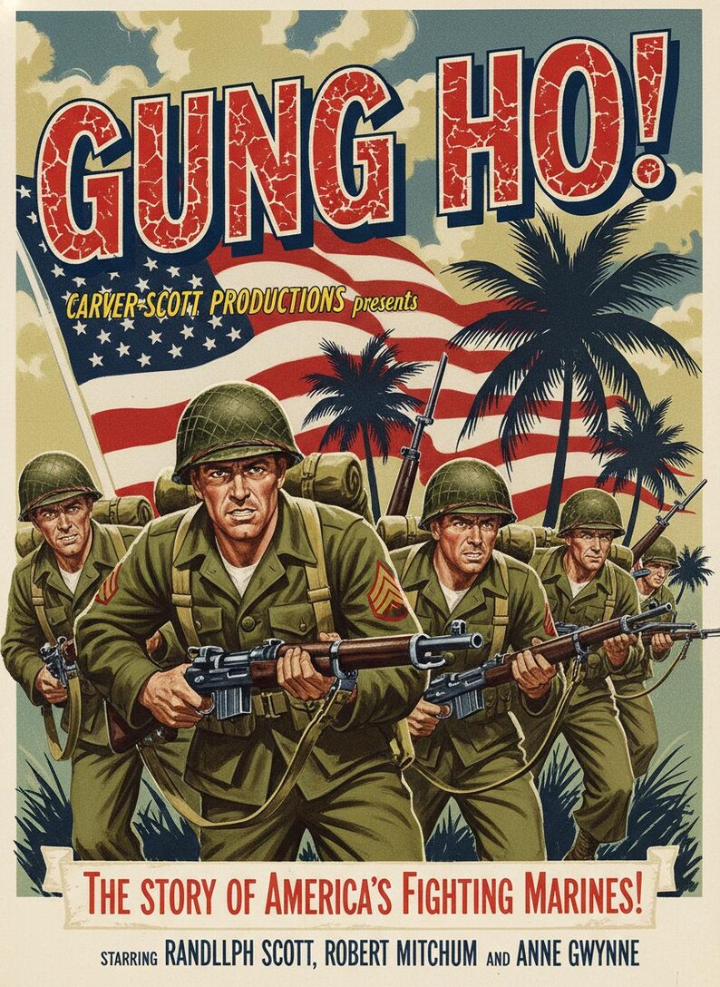 Gung Ho! 1943 – True WWII Heroic Classic Vintage Movie Film Marine ...