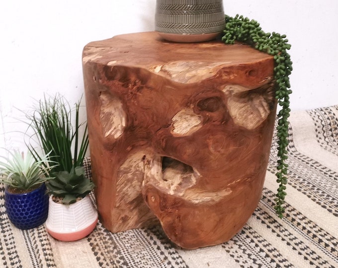 Natural Cylinder Teak Root Stool / Side-table - Etsy UK