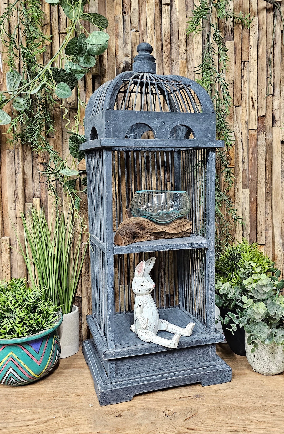 Black Wash Bird Cage Shelf Handmade Bohemian - Etsy UK