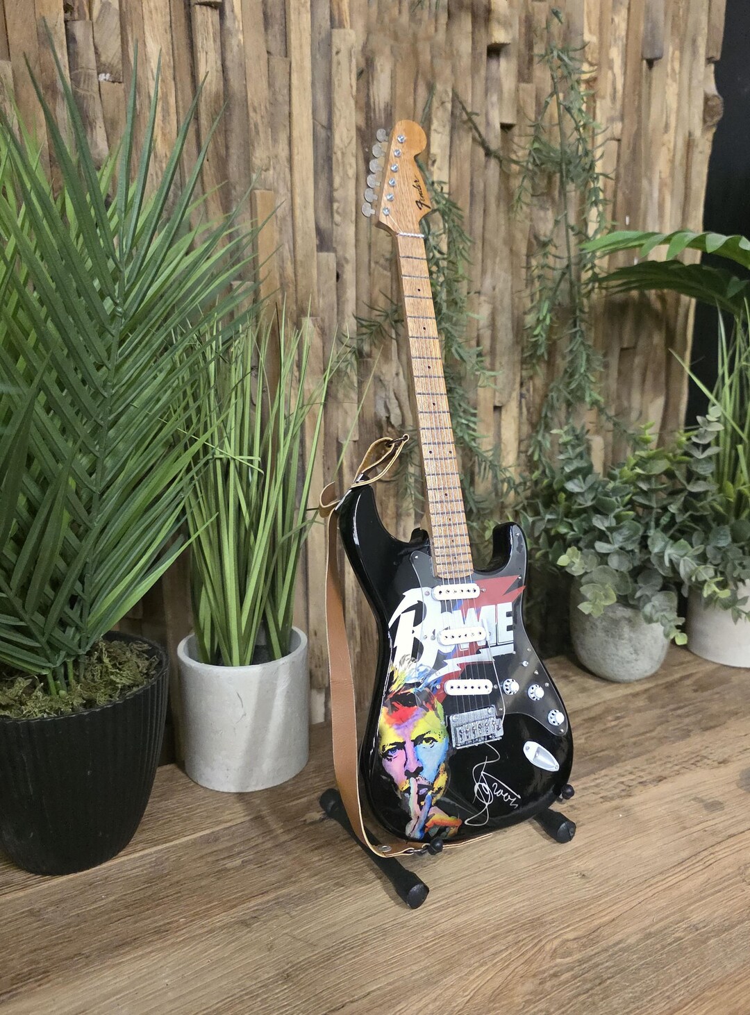 Handmade David Bowie Guitar Model – 35cm Tall With Stand – Hand ...