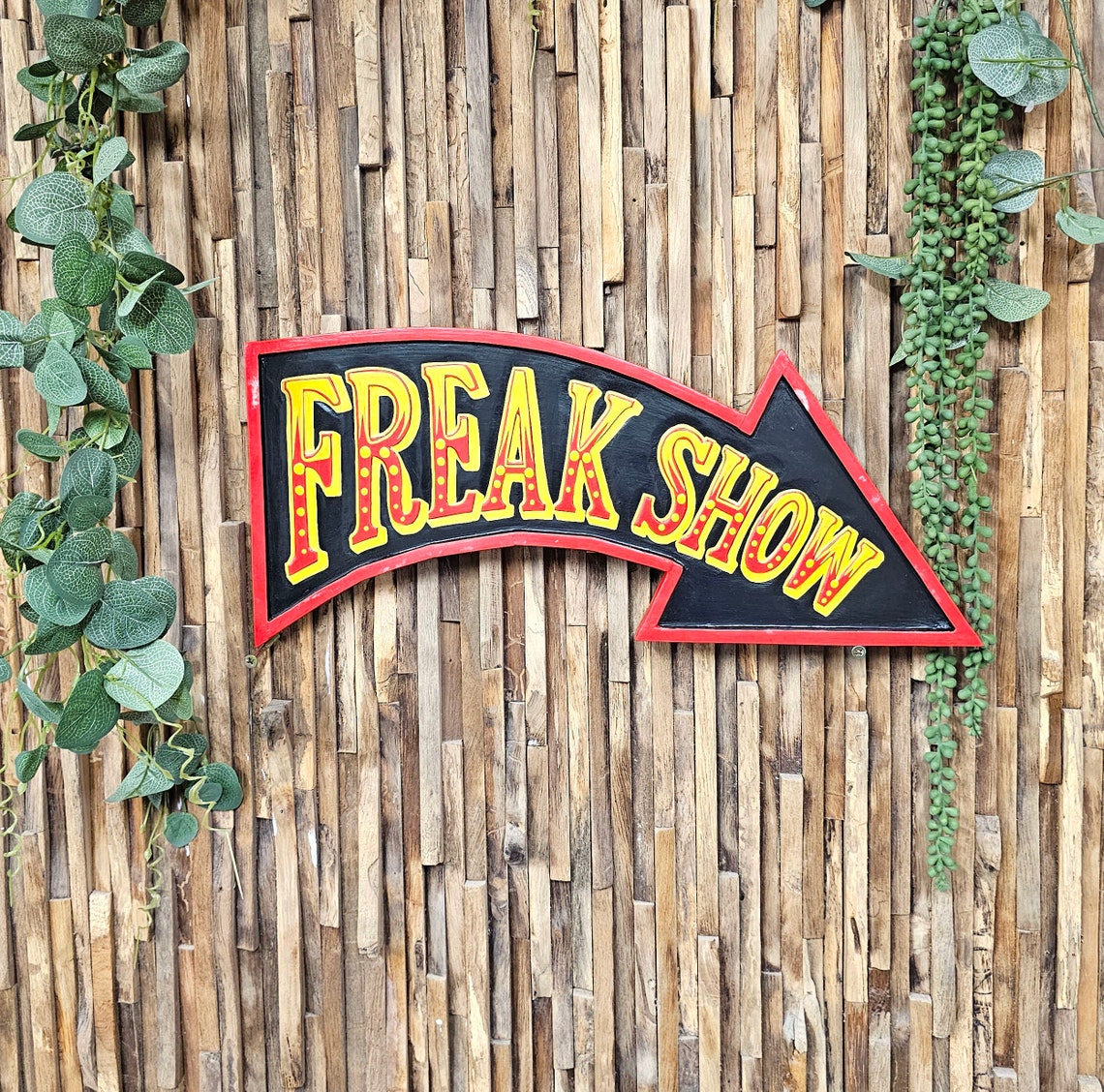 Vintage Large Freak Show Arrow Fair Ground Sign Hand Painted Unusual ...