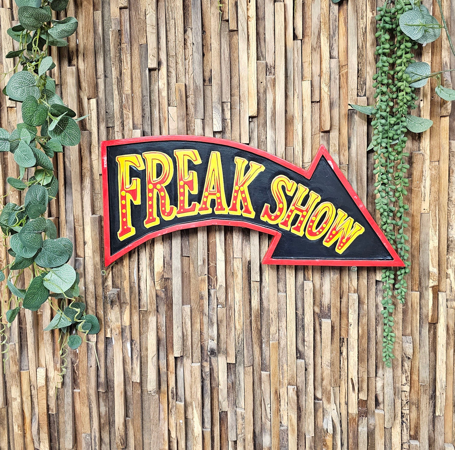 Vintage Large Freak Show Arrow Fair Ground Sign Hand Painted Unusual ...