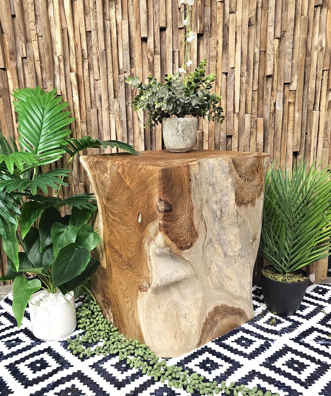 Teak Root Cube Stool / Side Table – Solid Wood | Handcrafted & Unique ...