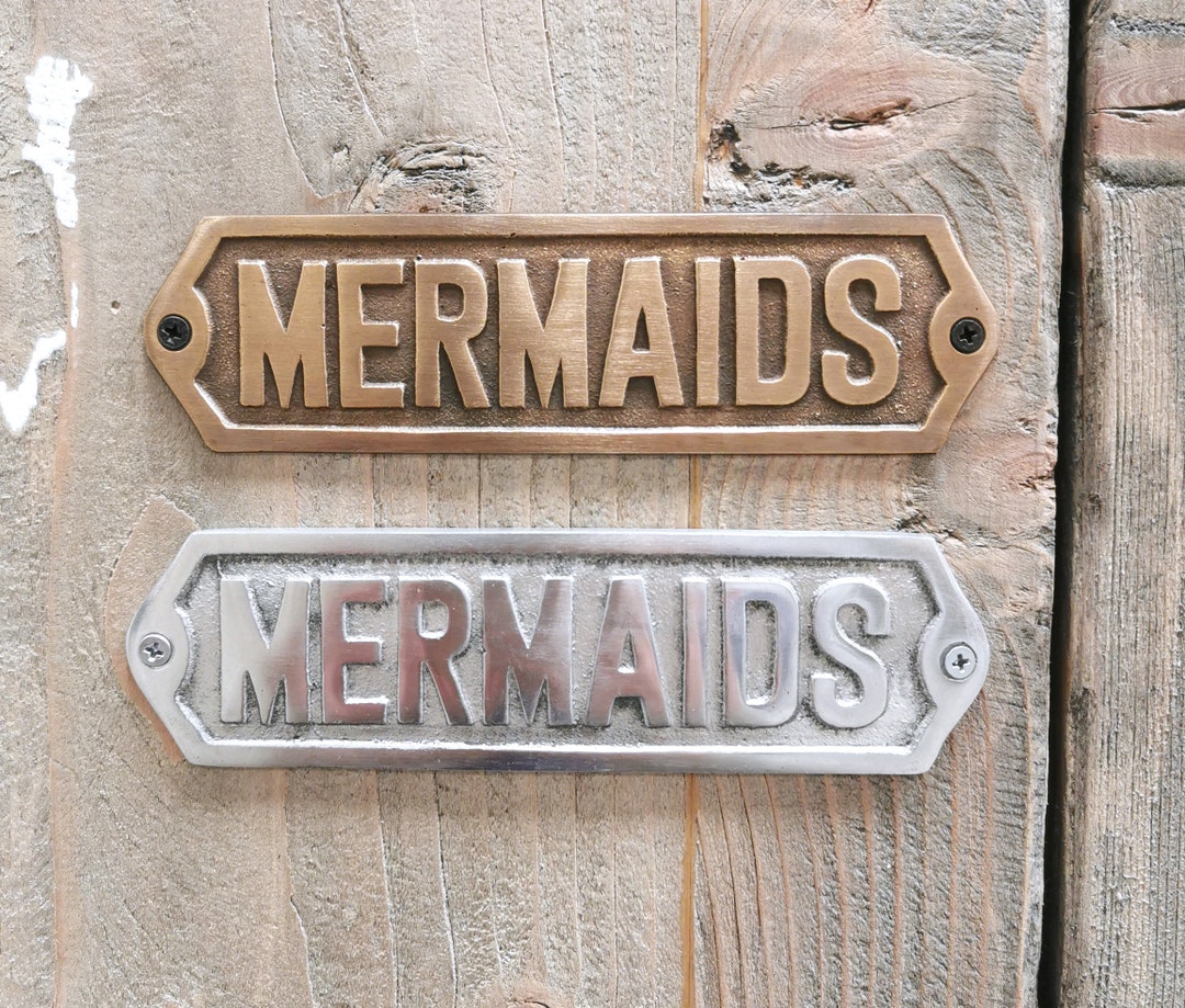 Vintage Style Mermaids Brass Plaque / Door Sign Brass - Etsy