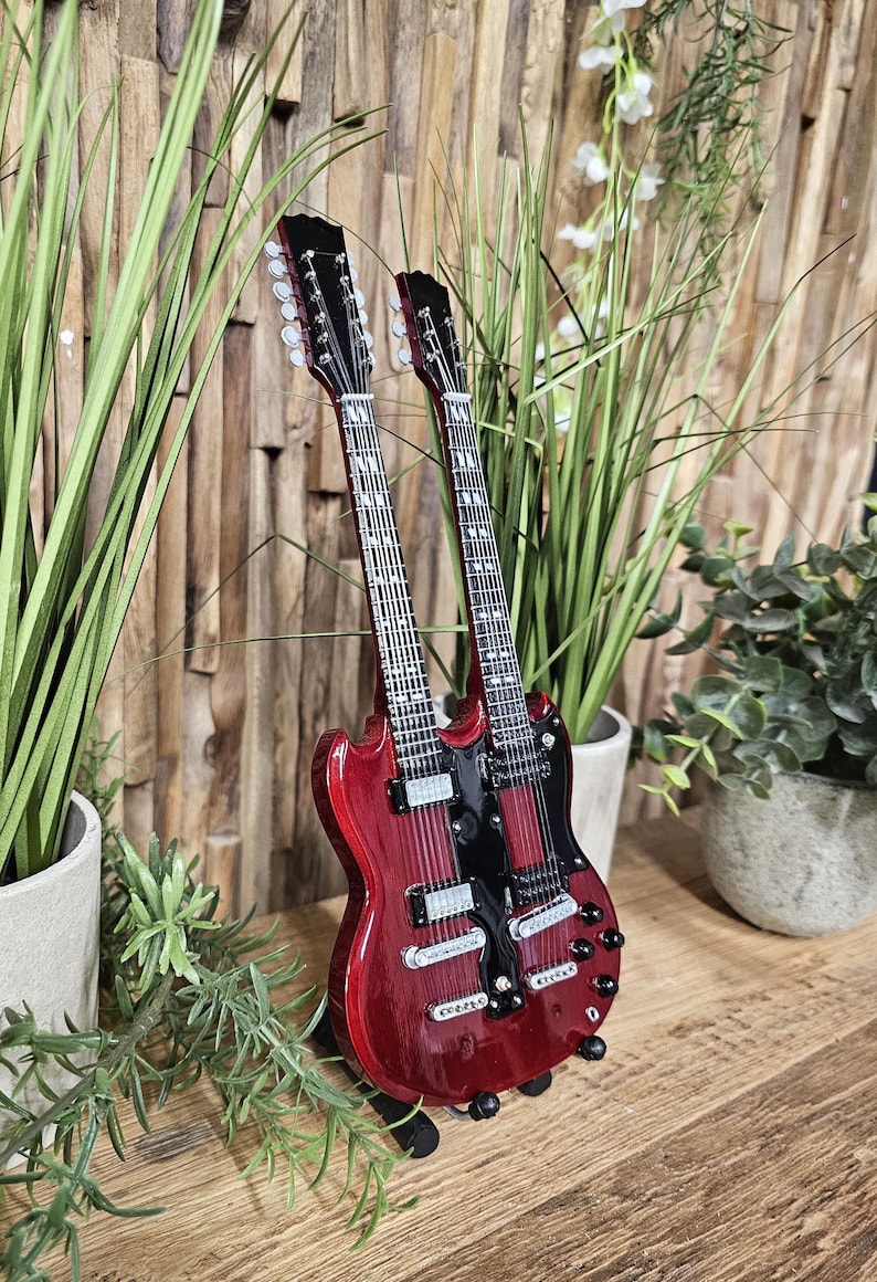 Handmade Led Zeppelin Double Neck Gibson Miniature Guitar Model – 25cm ...