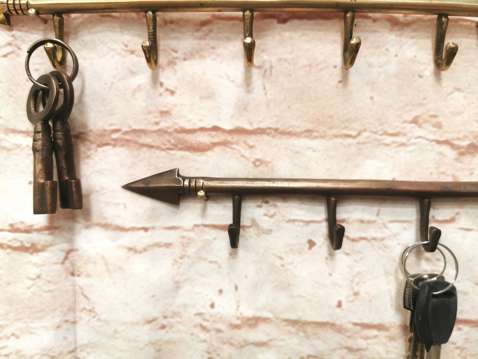 Brass Arrow Key Hooks Two Finishes Available Hand Made - Etsy UK