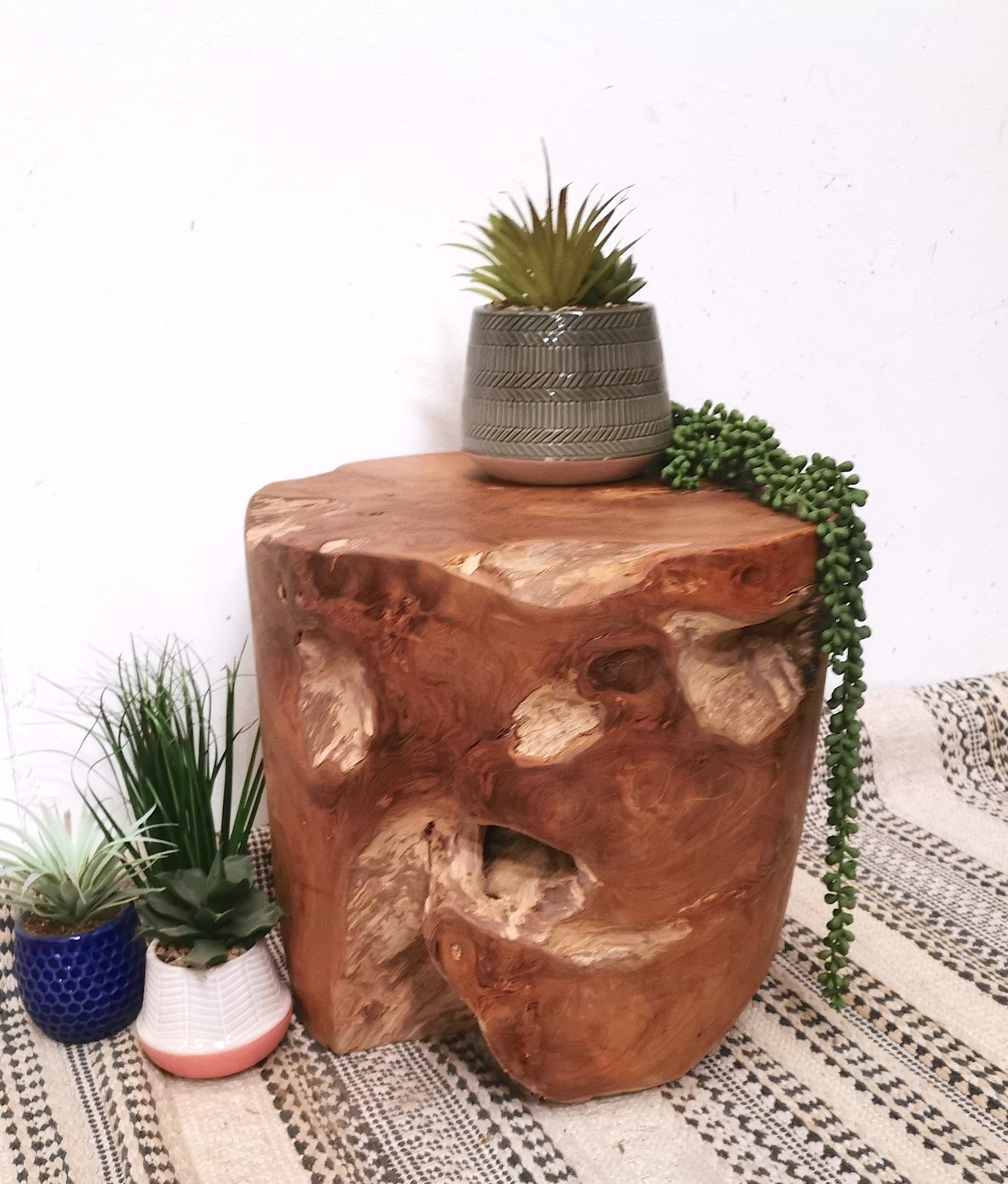 Natural Cylinder Teak Root Stool / Side-table - Etsy UK