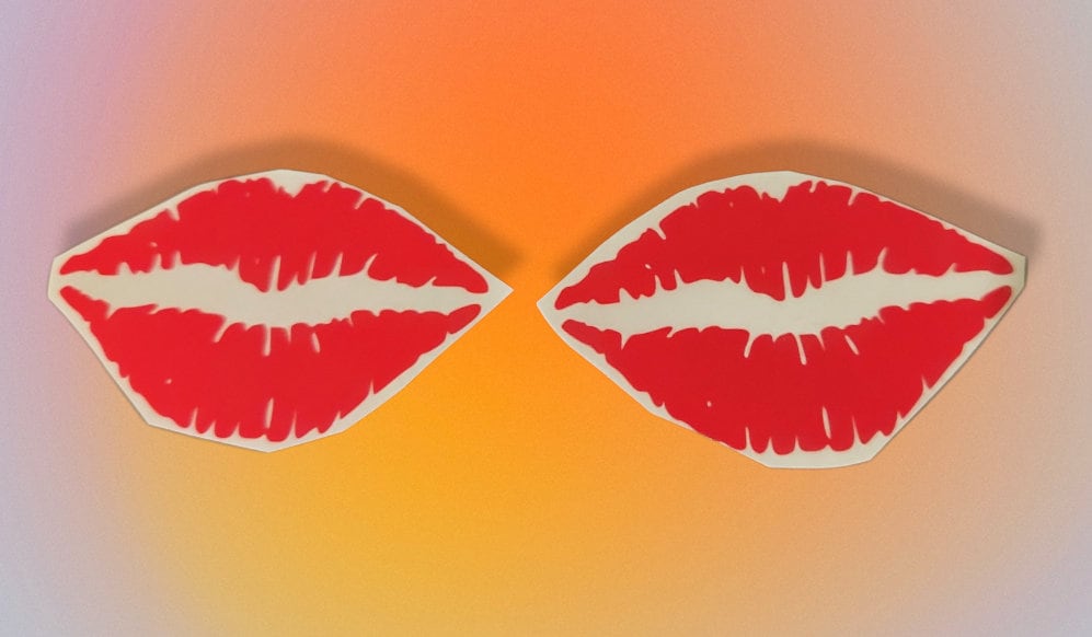 Lips Kiss Mark set of 2 Temporary Tattoo / Realistic Tattoo / Red Lips ...