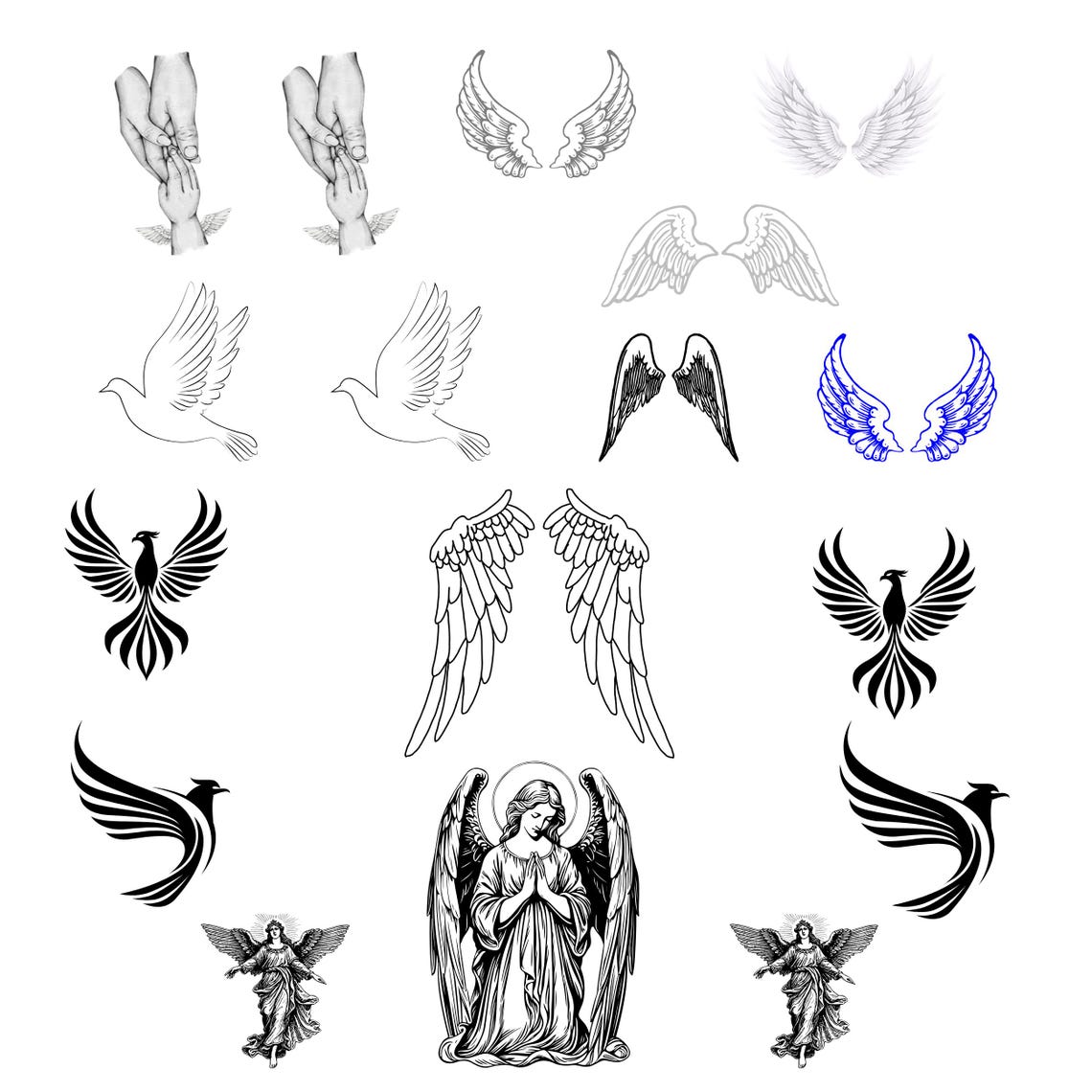 Angels & Wings Temporary Tattoo – Waterproof Celestial Designs (17 ...