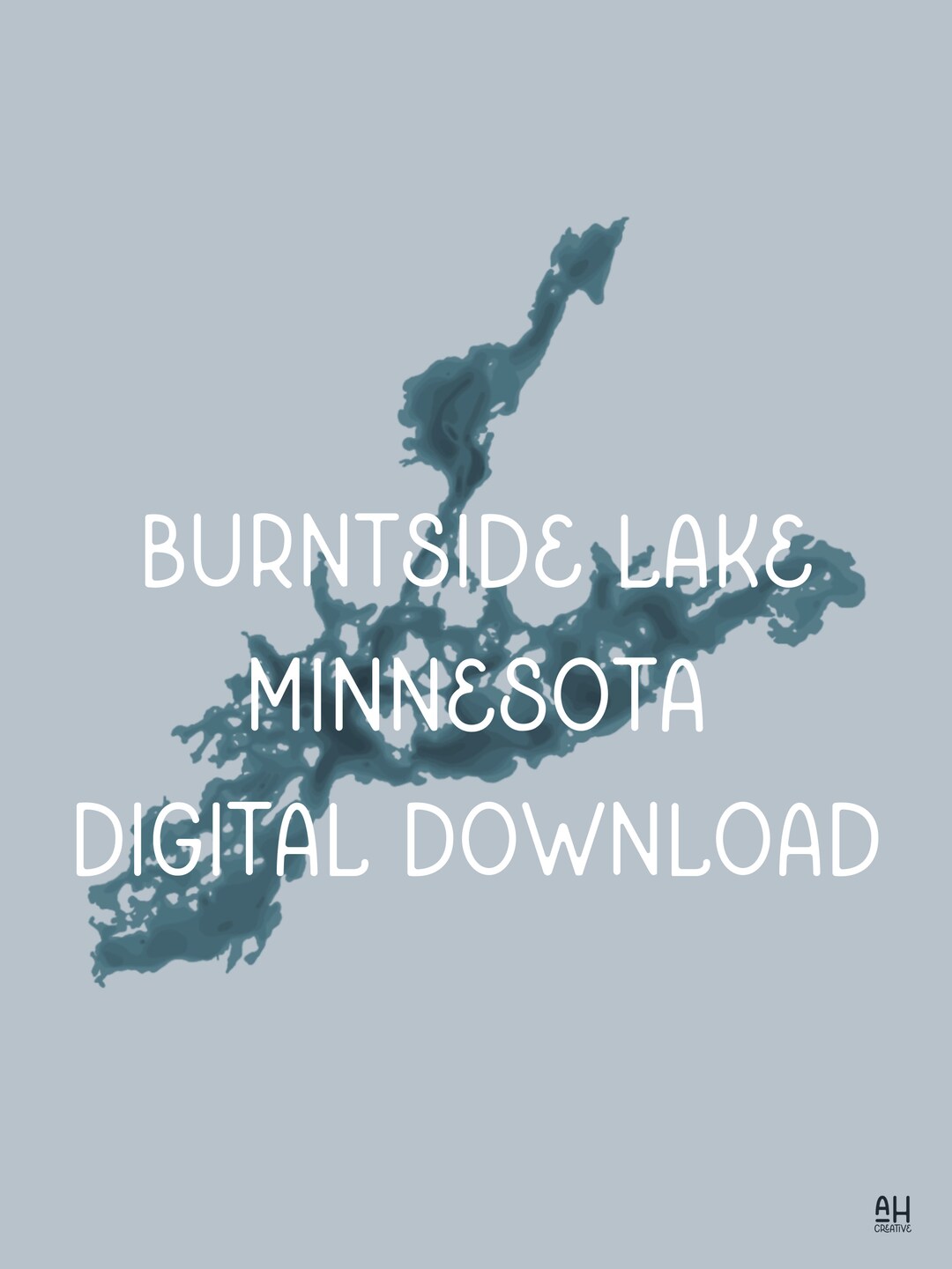 DIGITAL DOWNLOAD Burntside Lake Ely Minnesota Hand Drawn Map Wall Art ...