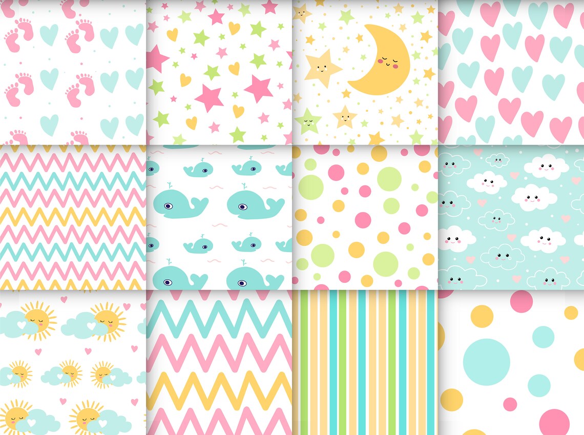 Baby Digital Paper / Cute Patterns / Kids Prints Holiday - Etsy Hong Kong