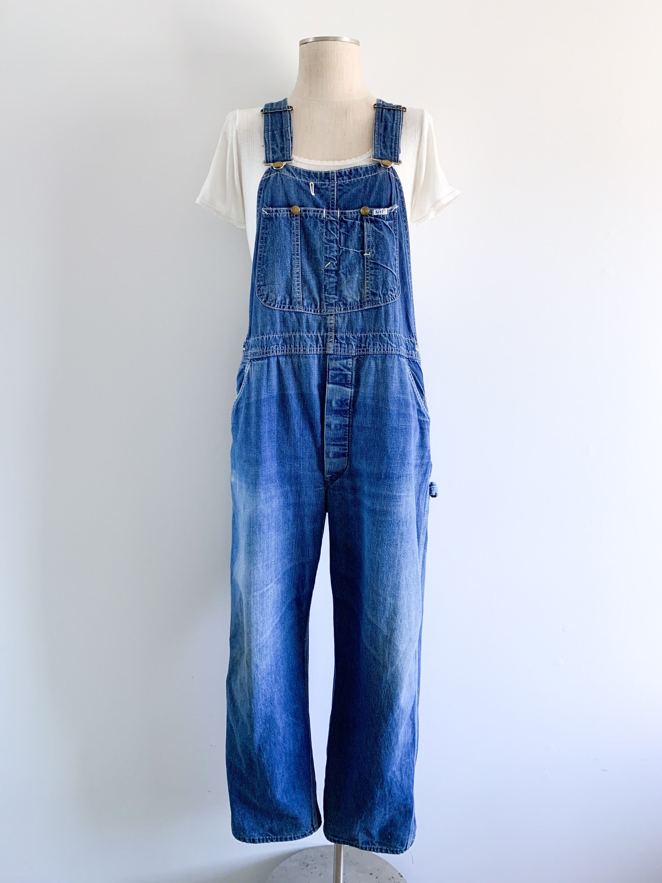 Vintage Lee Faded Denim Overalls