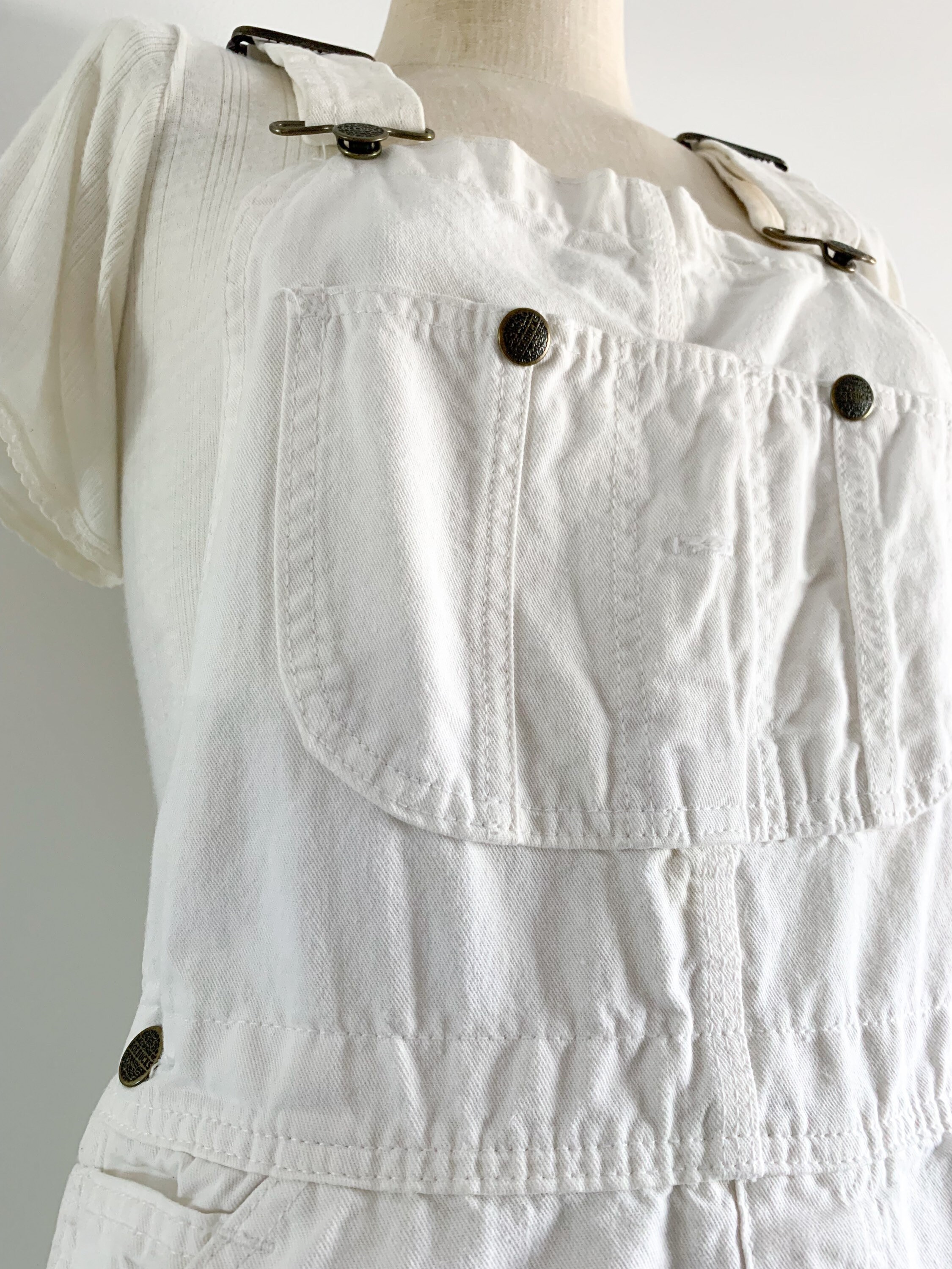 Vintage White Cotton Canvas Overalls