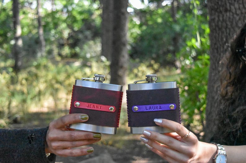 Personalized Leather Whiskey Flask: Rustic Cross-stitched 6 Oz Flask - Etsy
