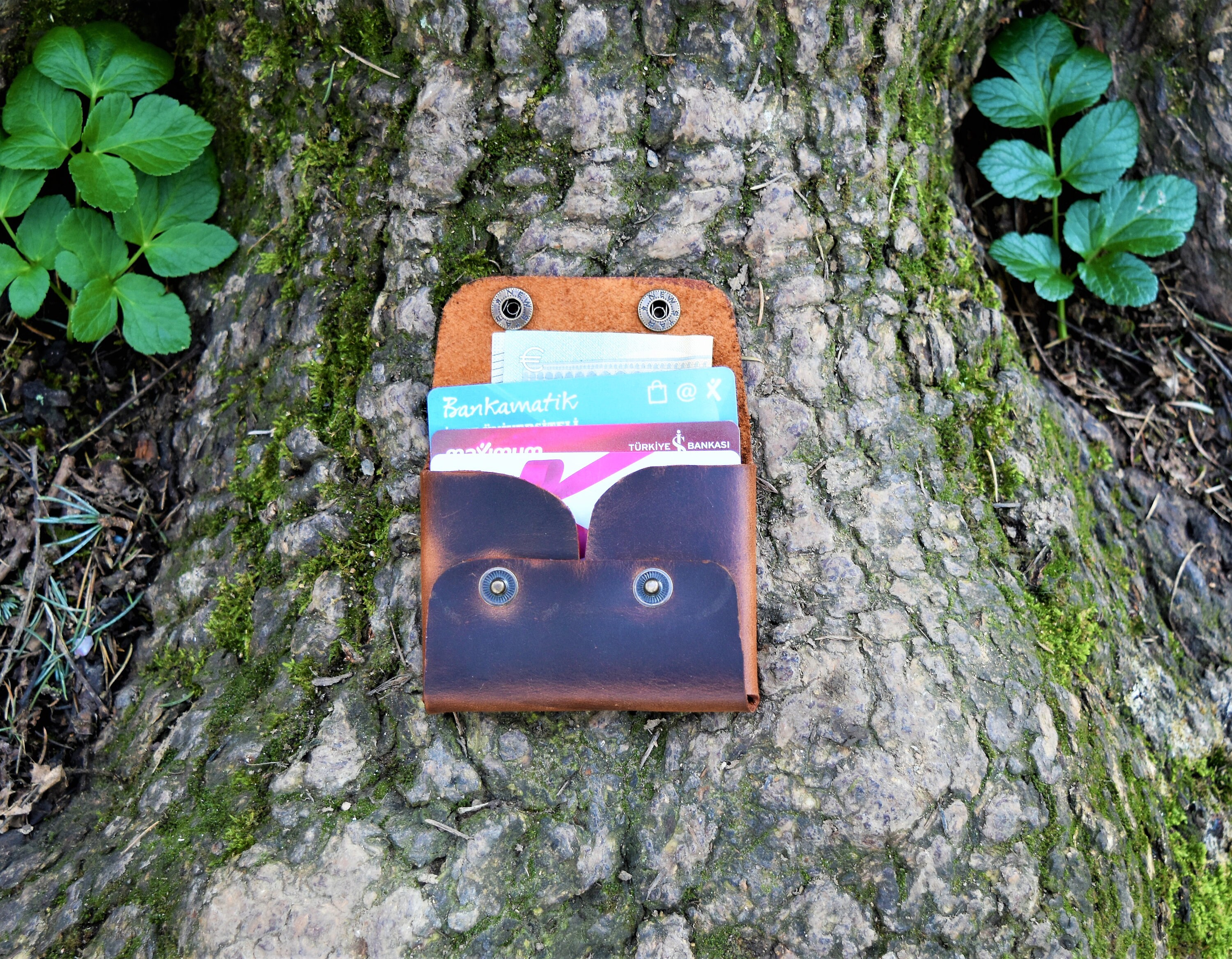 Leather Thin Wallet Card Wallet Leather Wallet Minimal | Etsy