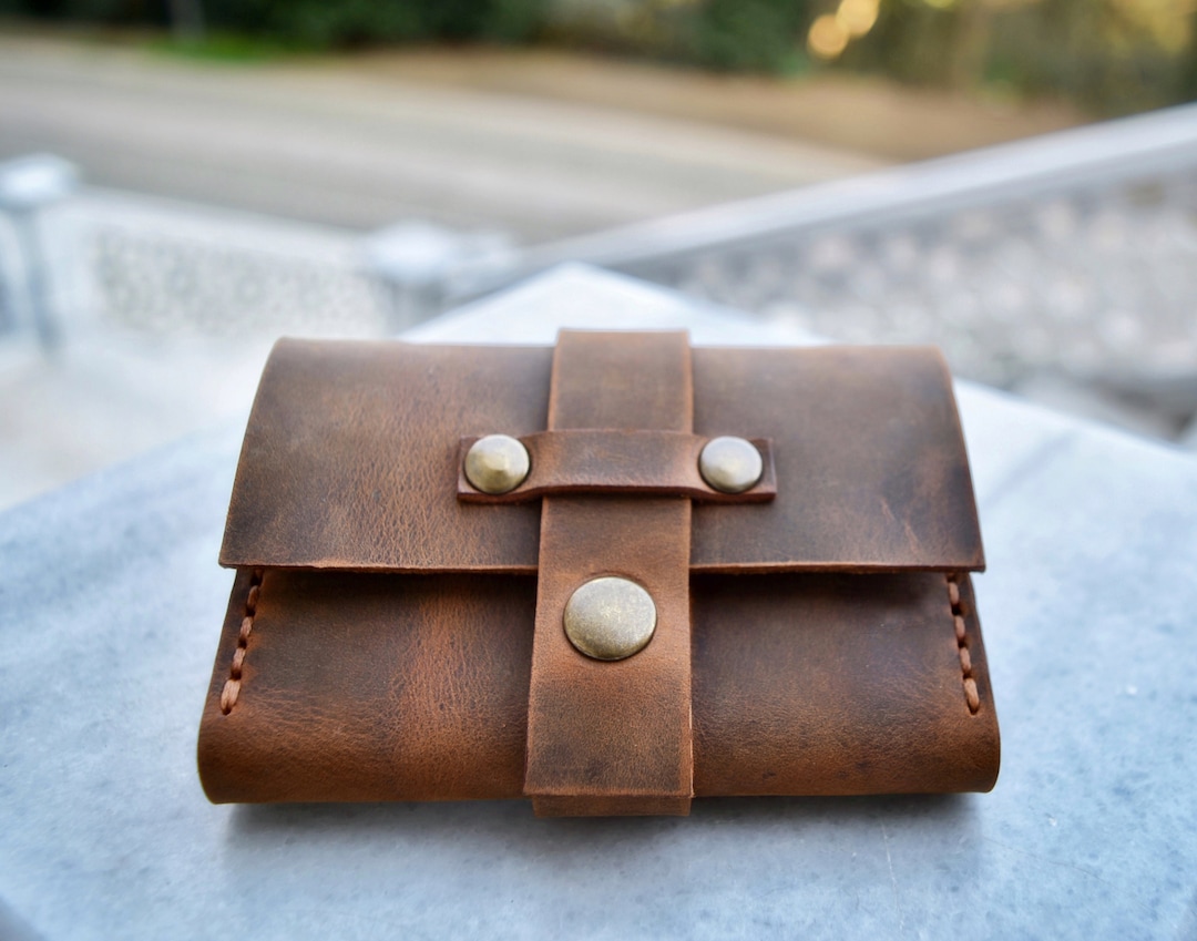 Handmade Full Grain Leather Front Pocket Wallet: Slim Card Holder - Etsy