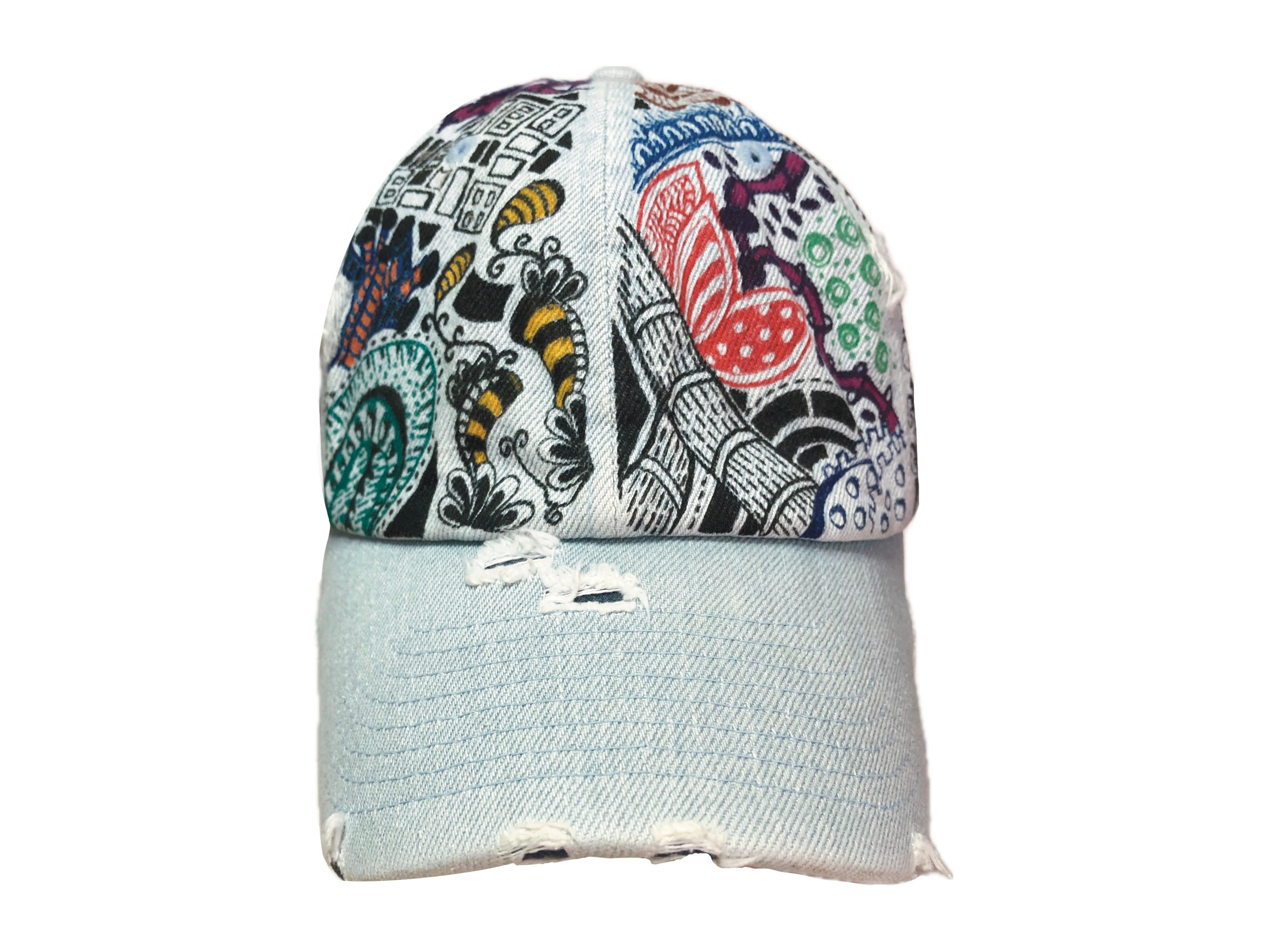 Vintage Style Denim Ball Cap Original Hand Painted Zentangle - Etsy