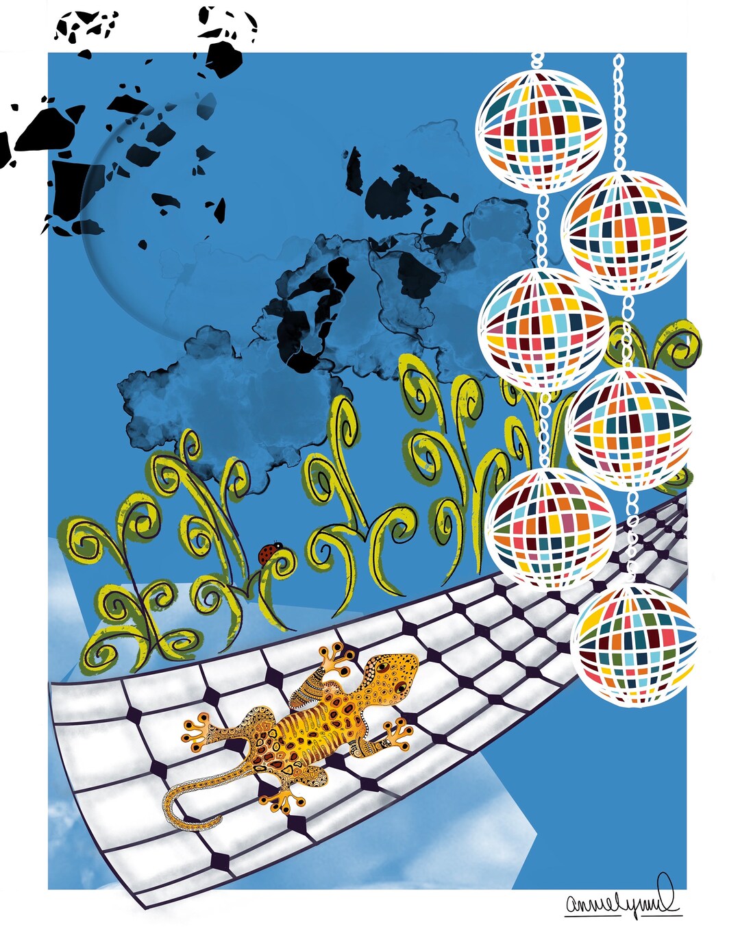 Beyond Fantasy, Gekko, Zentangle Art, Wall Art, Digital Art ...