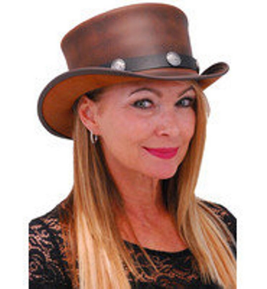 Steampunk Hat El Dorado Top Hat Buffalo Band Brown Leather - Etsy