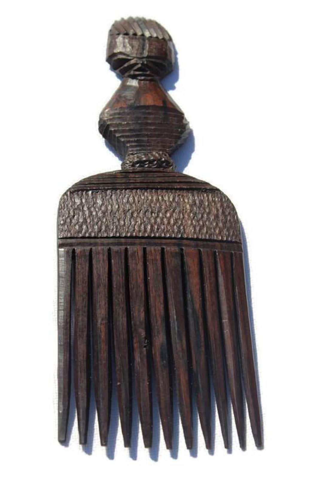 Ebony Wood Carved Afro Comb. Hand Carved Wooden Decorative Hair ...