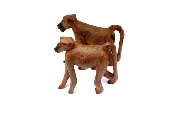 Olive Wood Walking Baboon Carved African Sculptures. African - Etsy