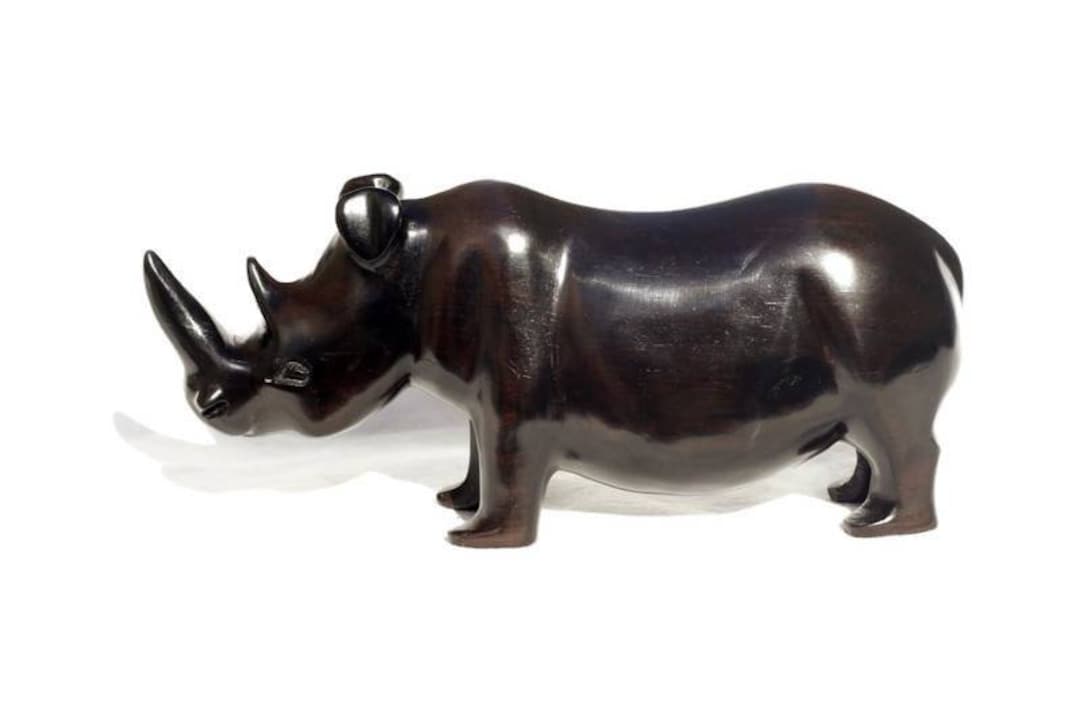 Smooth Zambian Ebony Wood Handcarved Rhino. Unique African Art Gifts ...