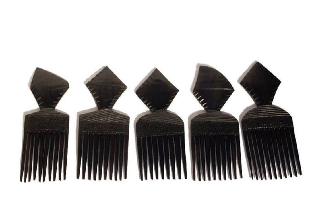 Ebony Wood Carved Afro Comb. Unique African Combs Express Shipping ...