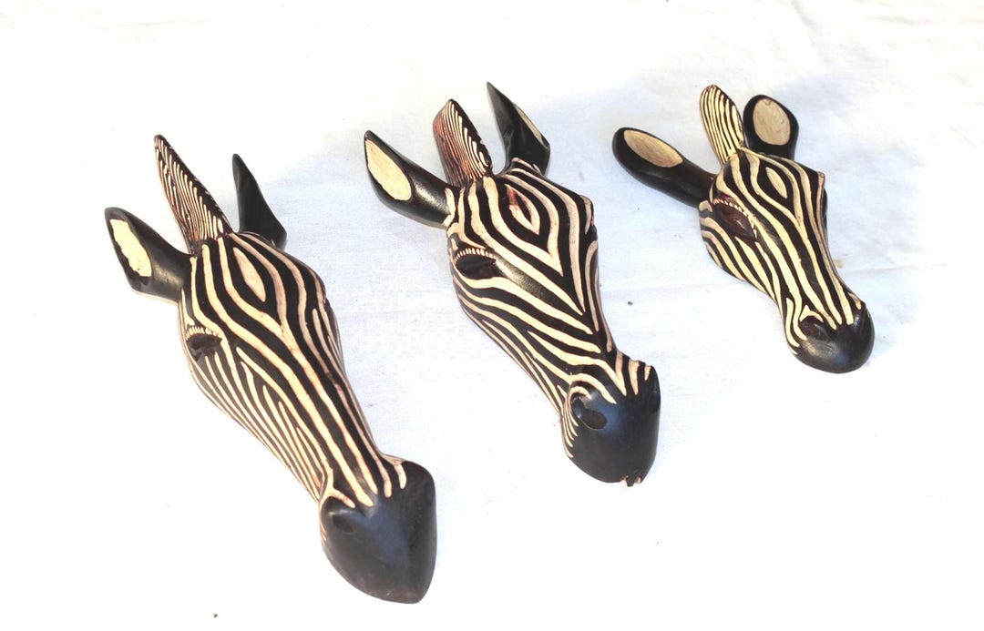 Olive Wood Zebra Head Wall Decor Trophy. Lifelike Fully Zimbabwean ...