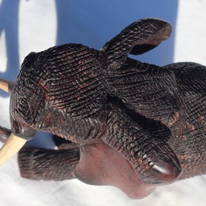 Handcarved Zimbabwean Mukwa Wood Elephant. Dark Brown Detailed and ...