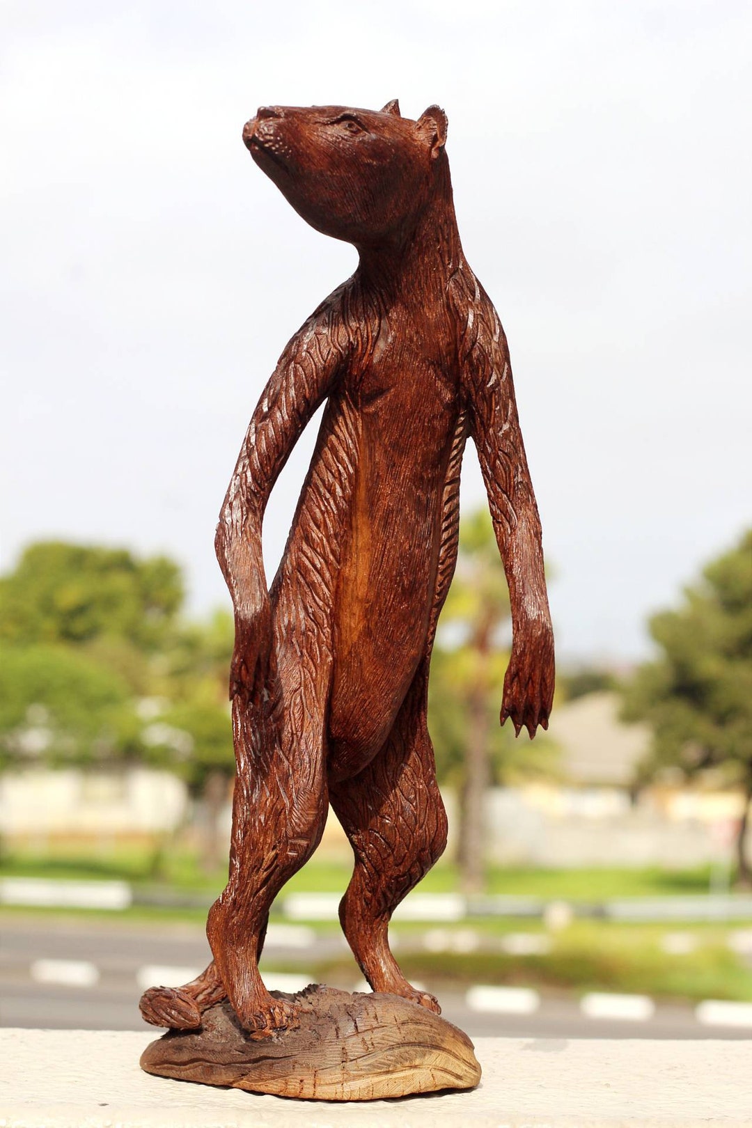 Fine Art Guarding Meerkat Ironwood Figurine. Hand Carved Mongoose ...