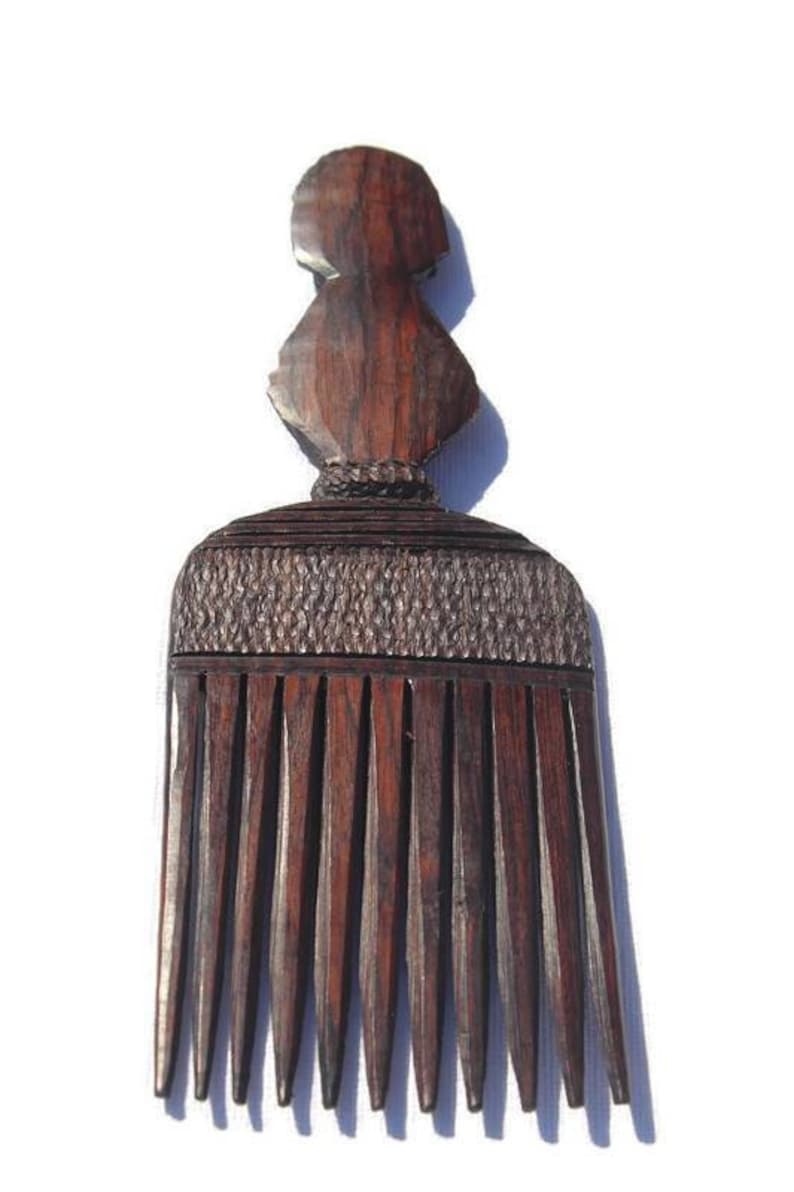 Ebony Wood Carved Afro Comb. Hand Carved Wooden Decorative Hair ...