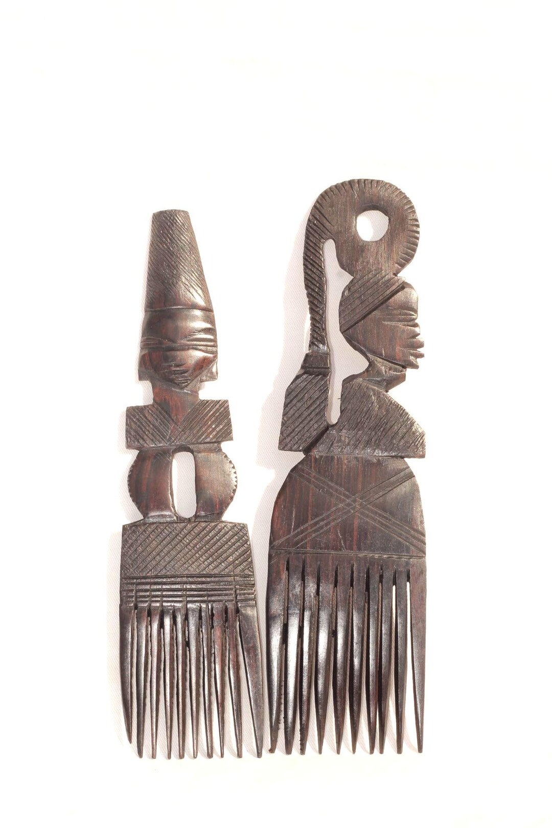 Malawian Hand Carved Ebony Wood Set of 2 Combs/ Afro Picks. African ...
