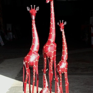 Fine Art Olive Wood Burnt Giraffe Standing Figurine. Tall Fine Art Olive Wood Burnt Giraffe Standing Figurine. Tall