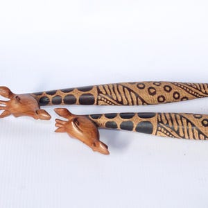 Giraffe Neck Themed Olive Wood Spoon and Spork/ Fork Giftsets. Zimbabwe ...
