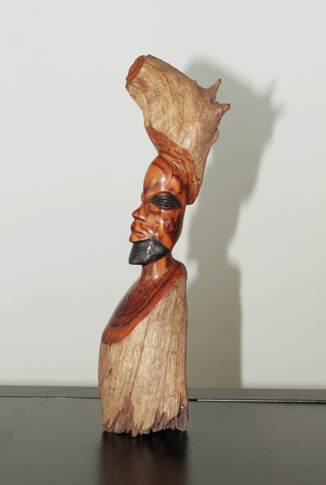 14" Tanzanian Makonde Zebra Wood African Man Sculpture for Home/office ...