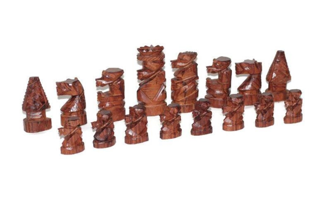 Unique African Kingdom Chess Pieces. Rosewood and Ebony Wood ...