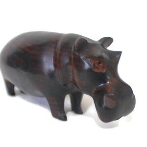 Lifelike Ebony Wood Carved Hippo Sculptures With Visible Wooden Grains ...