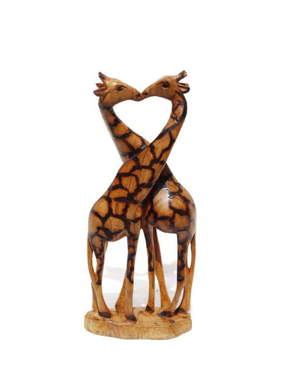 Kissing Giraffes Lovers Olive Wood Art Figurine. Zimbabwean Handcarved ...