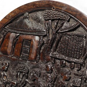 14.5 African Village Life Ebony Wood Wall Decor Panel. Hand Carved Wall ...