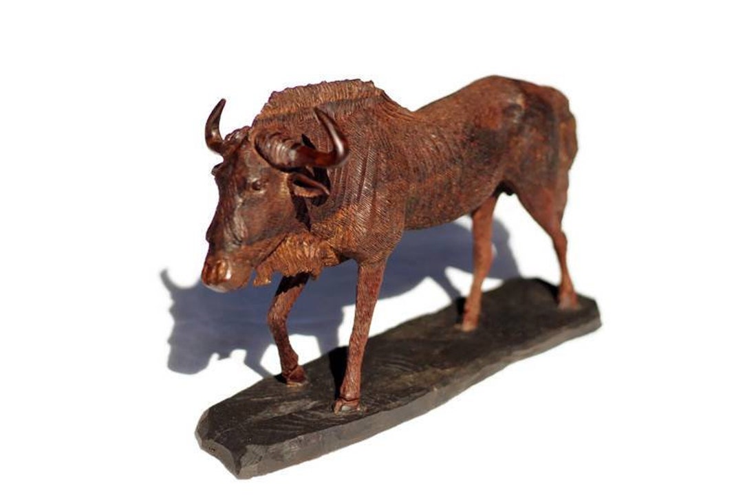 Fine Art Wildebeest Ironwood Handcarved Figurine. Zimbabwean Antelope ...