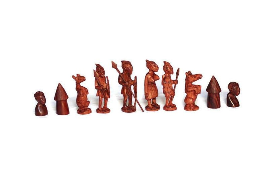 Zimbabwean Handcarved Warriors Chess Set Art Masterpiece. Ebony and ...