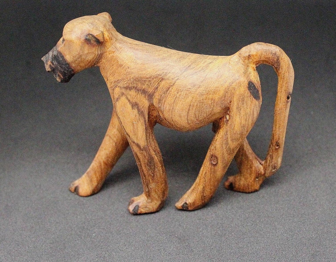 Olive Wood Walking Baboon Carved African Sculptures. African - Etsy